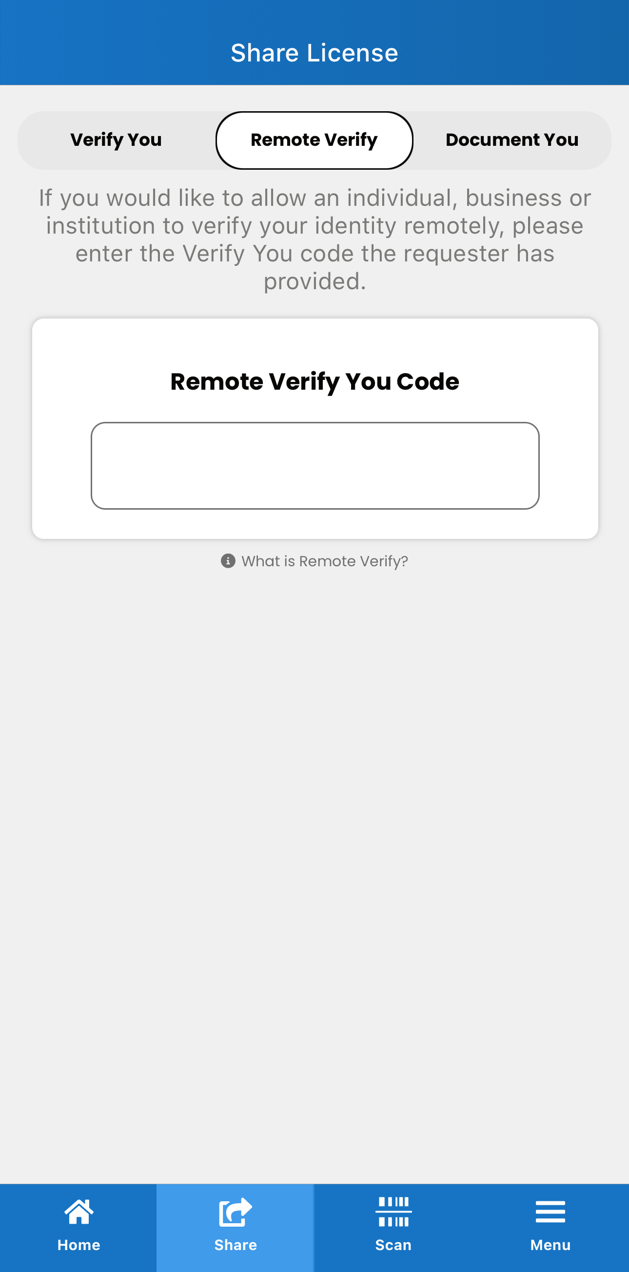 Using Remote Verify in the Share Tab – LA Wallet