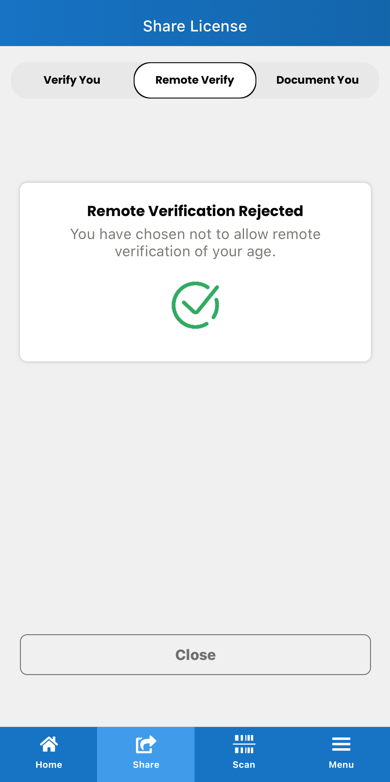 Using Remote Verify in the Share Tab – LA Wallet